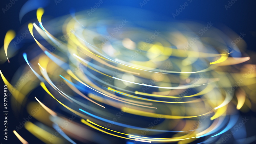3d Abstract Blue And Yellow Particles Vortex Design Digital Light Glow