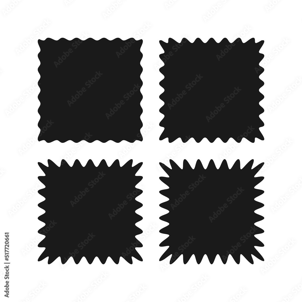 Wavy Edge Square Shapes Icon Set Stock Vector | Adobe Stock