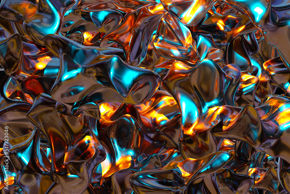 Abstract wallpaper. Steel decorations. Molten multi-colored steel ...