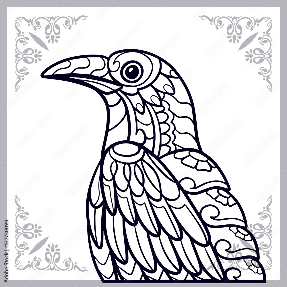 Crow bird zentangle arts isolated on white background Stock Vector ...