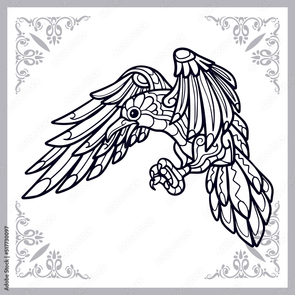 Crow bird zentangle arts isolated on white background Stock Vector ...