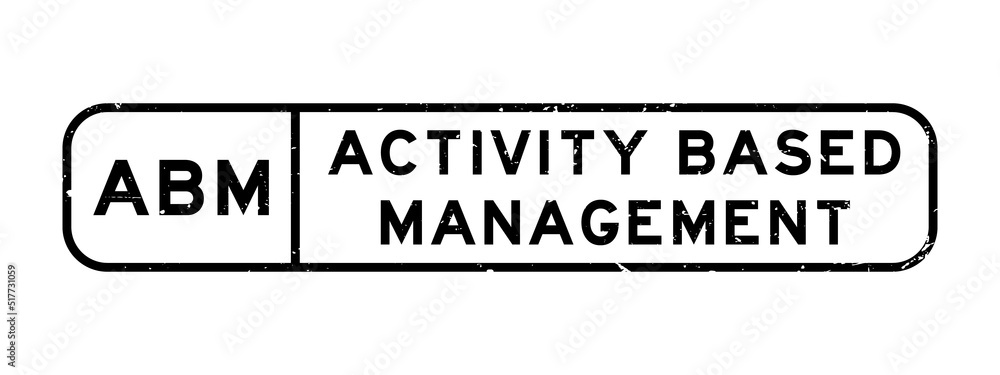 Grunge black ABM Activity Based Management word square rubber seal ...