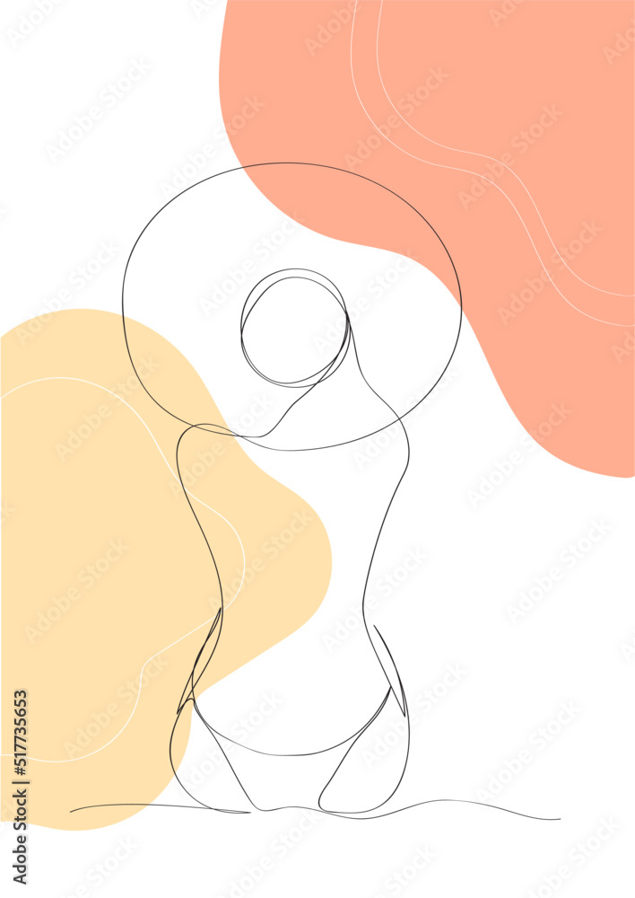 Woman Body One Line Drawing. Vector Minimalist Design for Wall Art ...