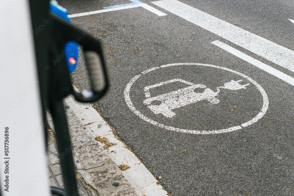 Electric vehicle charging station sign Stock Photo | Adobe Stock