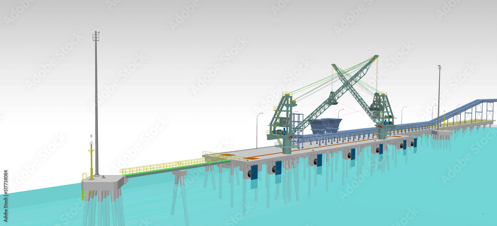 coal ship jetty construction 3D illustration Stock Illustration | Adobe ...
