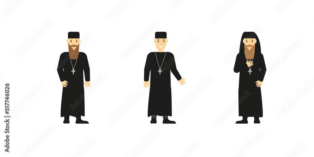 Vector image of an Orthodox male monk . The patriarch is sitting and ...
