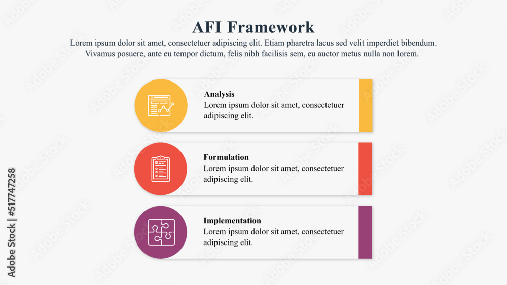 Infographic presentation template AFI strategy framework with icons and ...