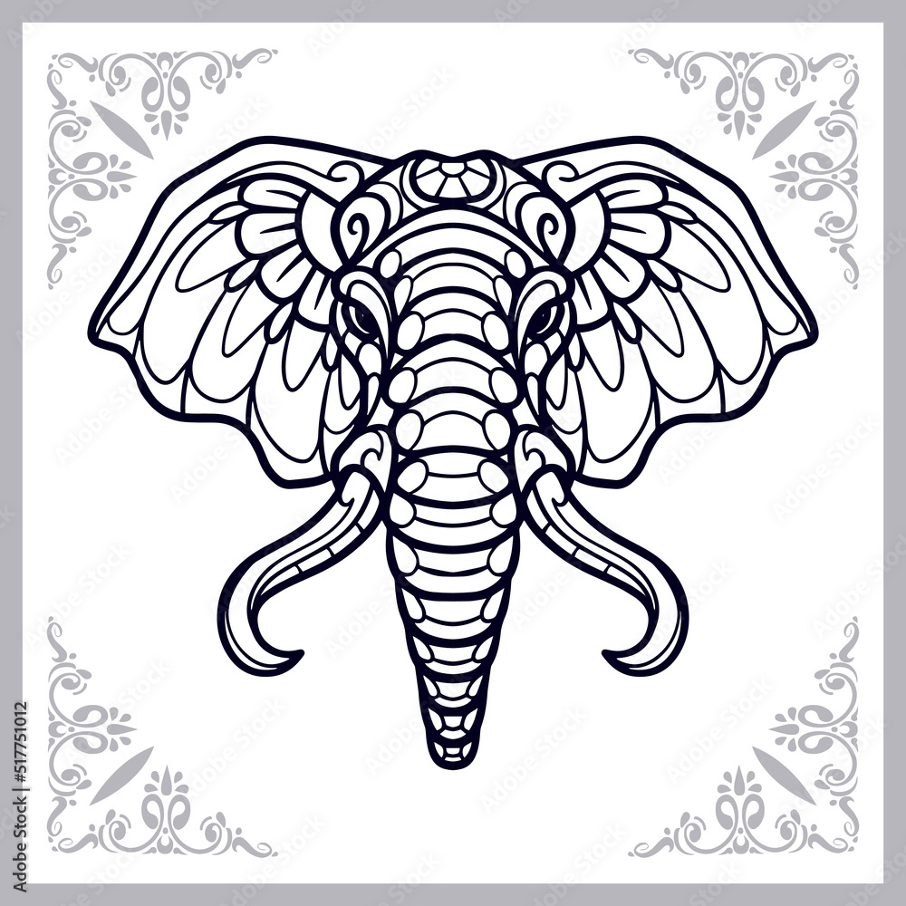 Elephant zentangle arts isolated on white background Stock Vector ...