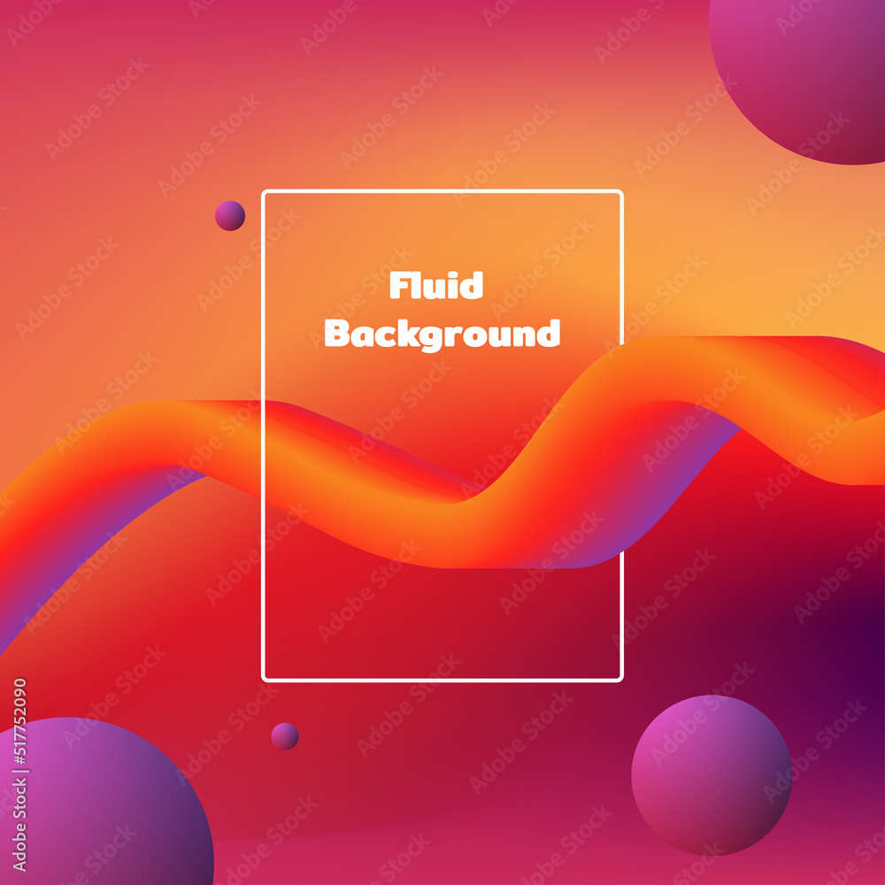 Abstract 3d vector. Red and orange and purple fluid waves. Tritone with ...