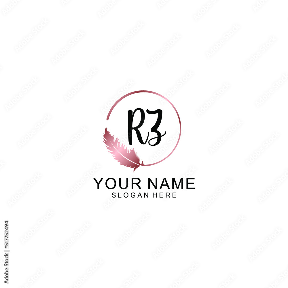 Letter RZ Beautiful handwriting logo Stock Vector | Adobe Stock