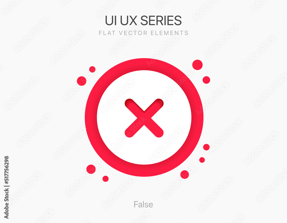 X icon. No symbol. Checkmark and cross icon. False icon. Red deny sign ...