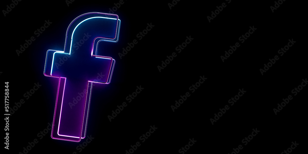 Facebook logo in Neon style with copy space Stock Photo | Adobe Stock