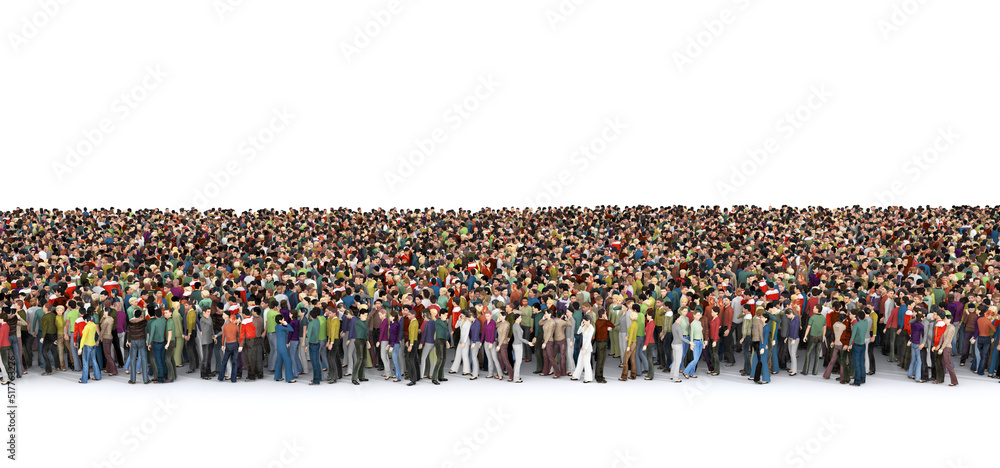 People crowd on a white background. 3d illustration Stock Illustration ...