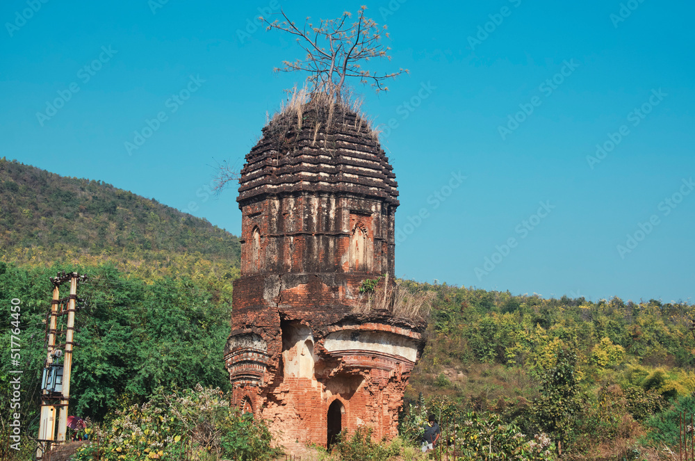 Collapsing brick walls of a watch tower inside the perimeter of Garh ...