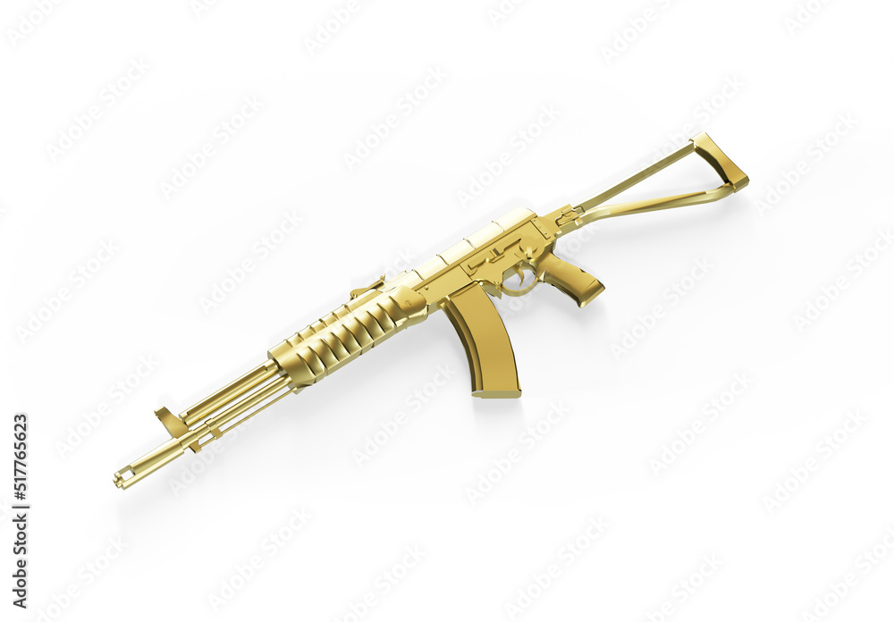 Assault rifles - low angle closeup shot 3d render Stock Illustration ...