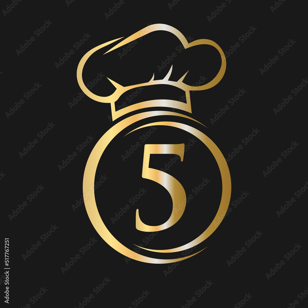 Initial Letter 5 Restaurant Logo Template. Restaurant Logo Concept with ...