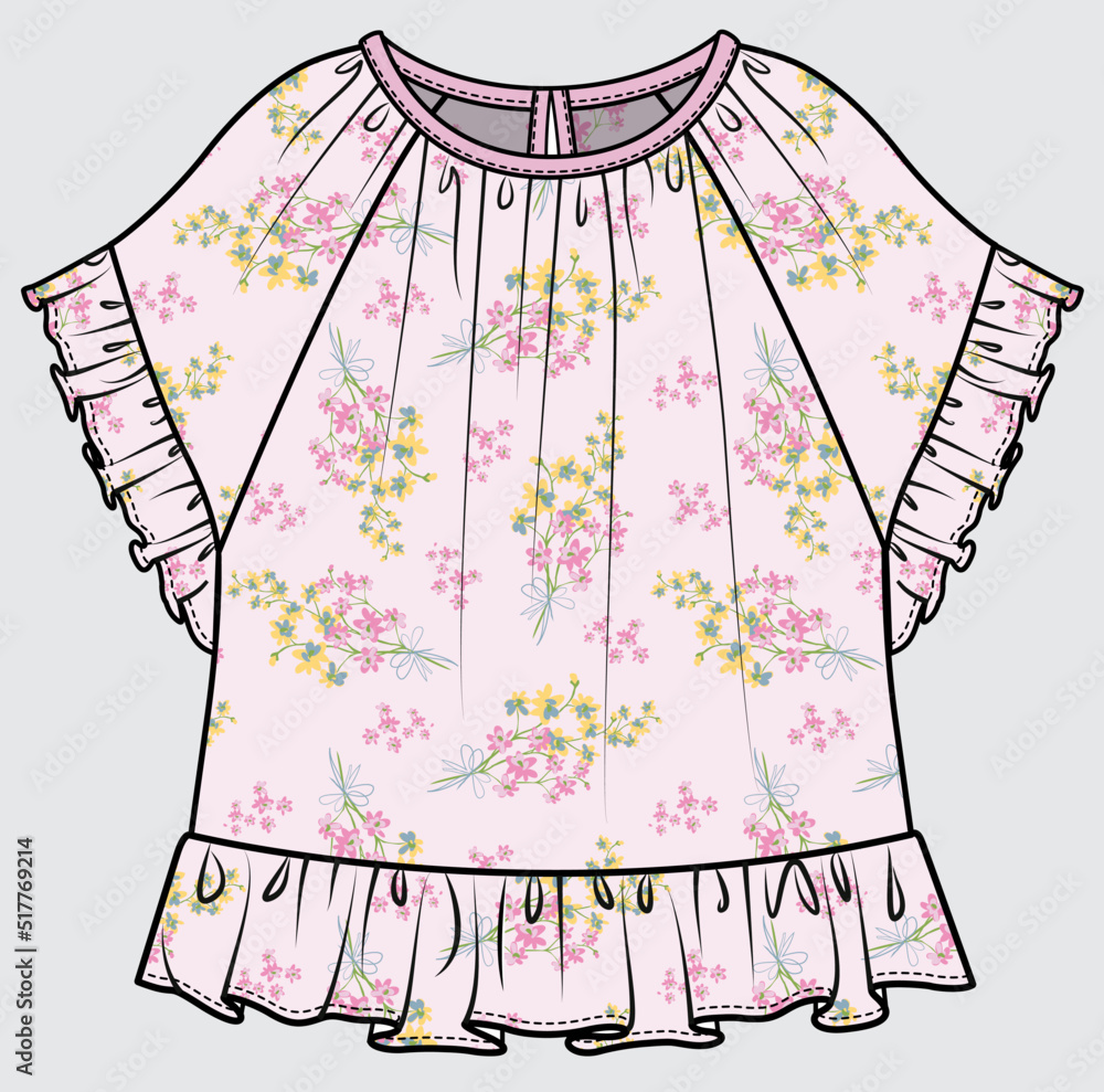 DITSY FLORAL FRILLED WOVEN TOP FOR TEEN GIRLS AND KID GIRLS WITH ...