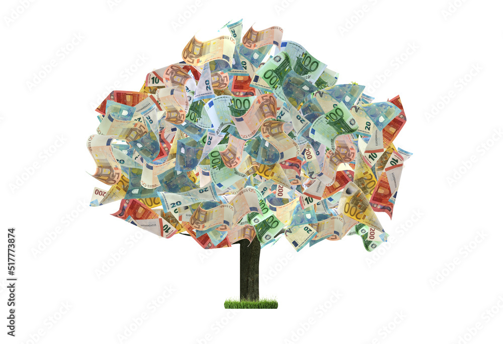 Money tree on white background. Concept of financial growth and passive ...