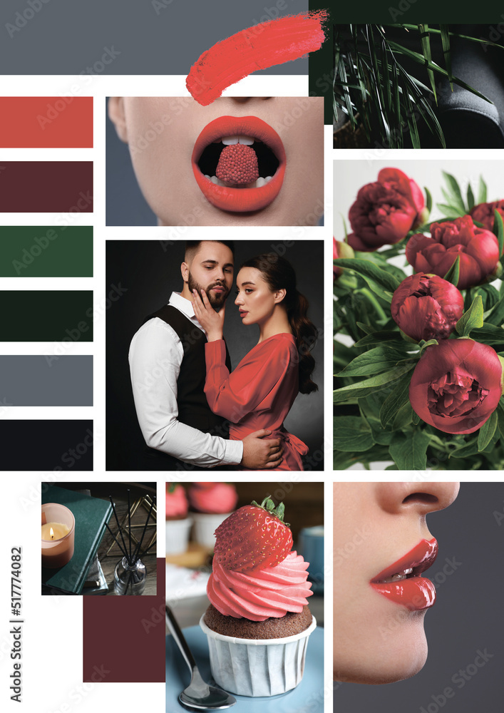Inspiring mood board. Collage with beautiful and aesthetic photos Stock ...