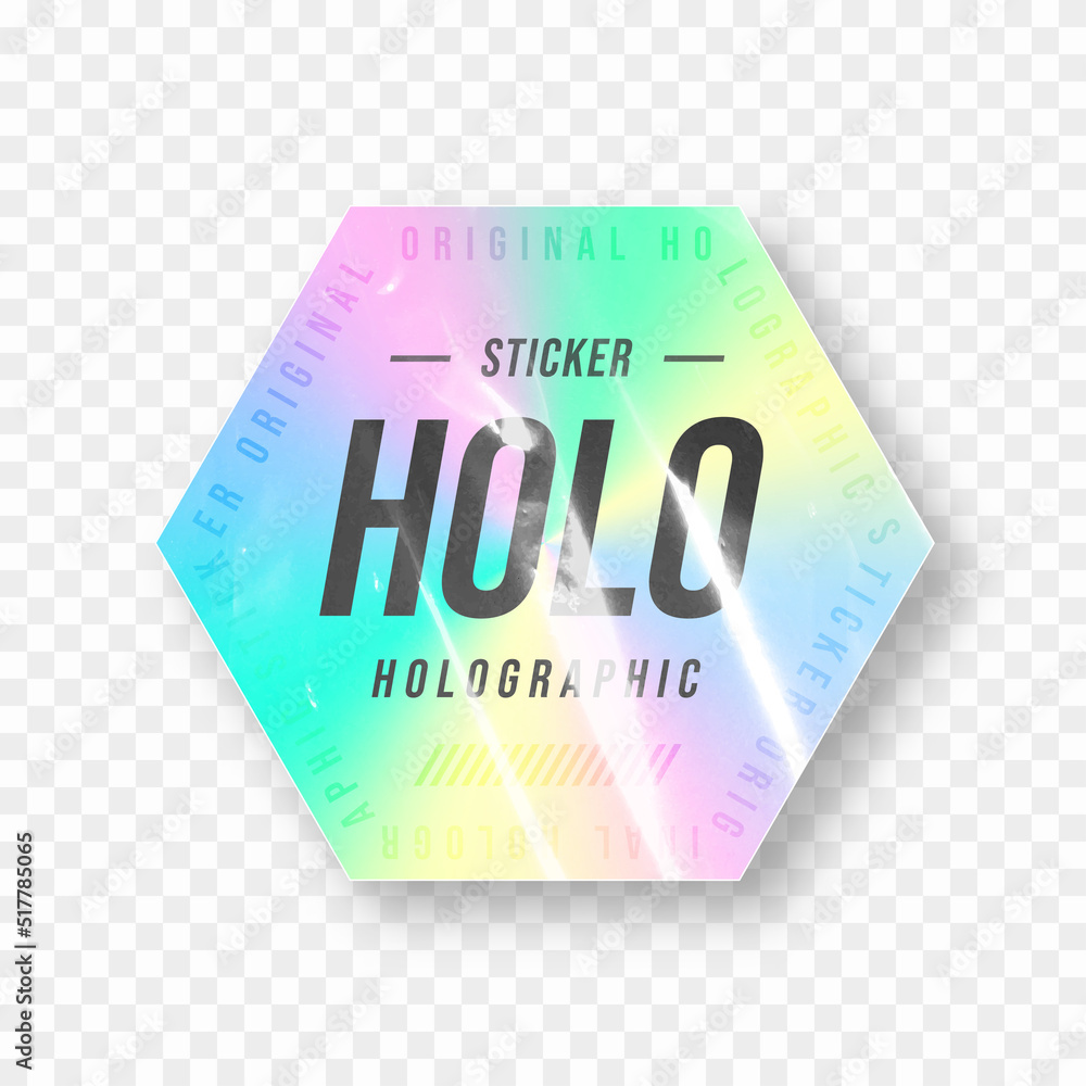 Holographic sticker mockup, hexagon shape. Paper holographic sticker ...