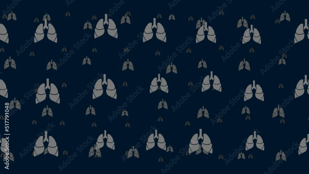 Lungs symbols float horizontally from left to right. Parallax fly ...