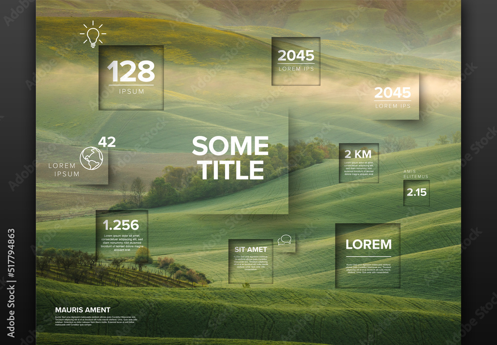 Background Photo Infographic Template with Square Elements Stock ...