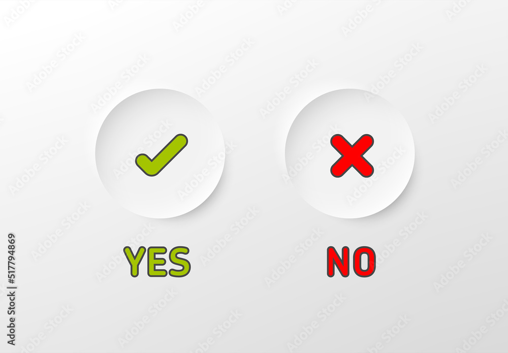 Set of Fresh Minimalist Icons for Various Status - Yes No Accept Cancel ...