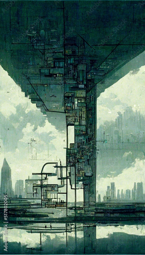The dark, high-tech city of the future. An unusual futuristic city in ...