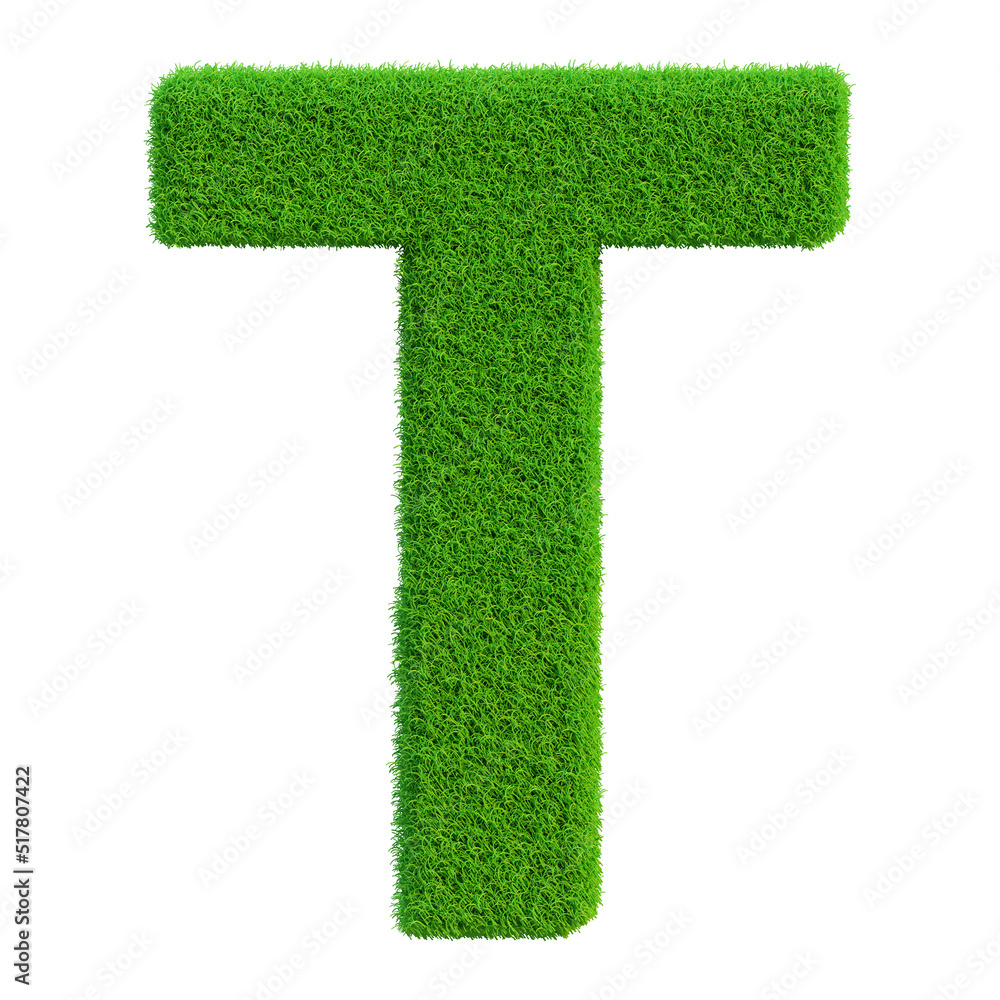 letter T of the alphabet in grass in 3d render Stock Illustration | Adobe Stock