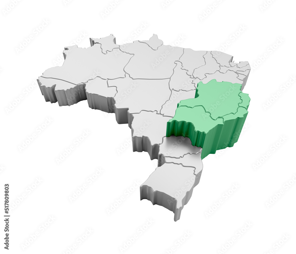 brazil map Southeast Region in 3d render Stock Illustration | Adobe Stock