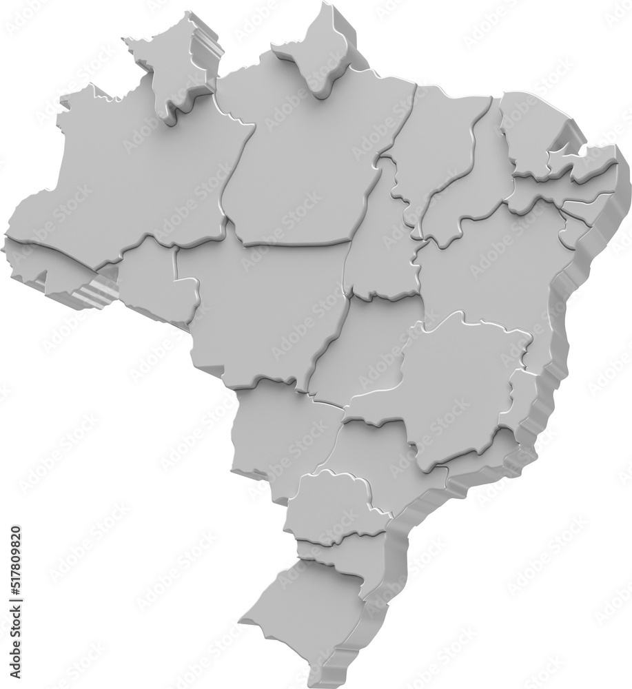 Brazil map in 3d render Stock Illustration | Adobe Stock