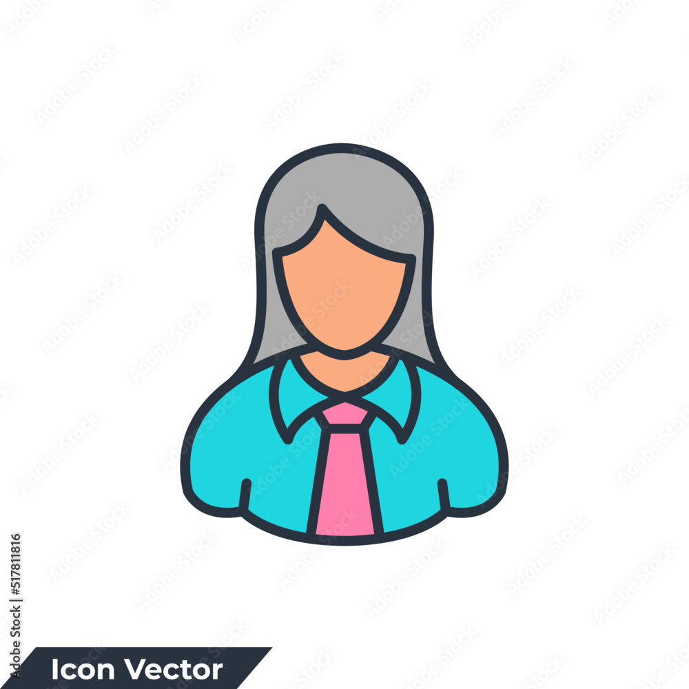 businesswoman icon logo vector illustration. avatar female symbol ...