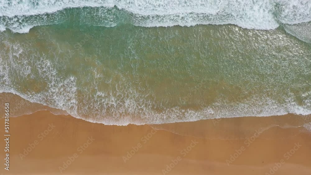 sea ocean waves reaching shore.Beach with aerial drone. Beach clear ...
