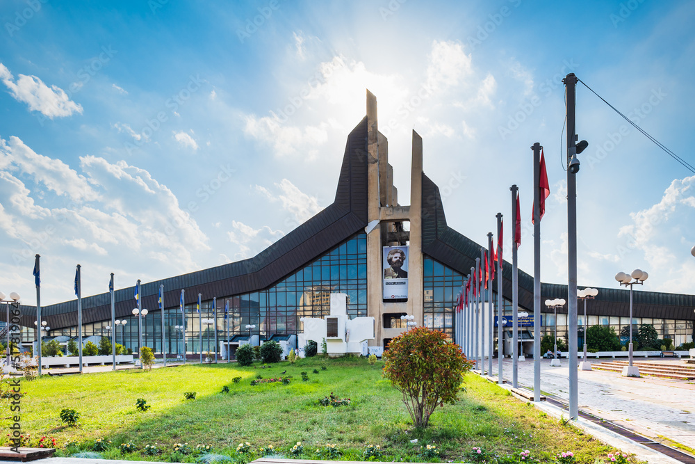Pristine, Kosovo - July 2022: Palace of Youth and Sport in Pristine, the capital of Republic of ...