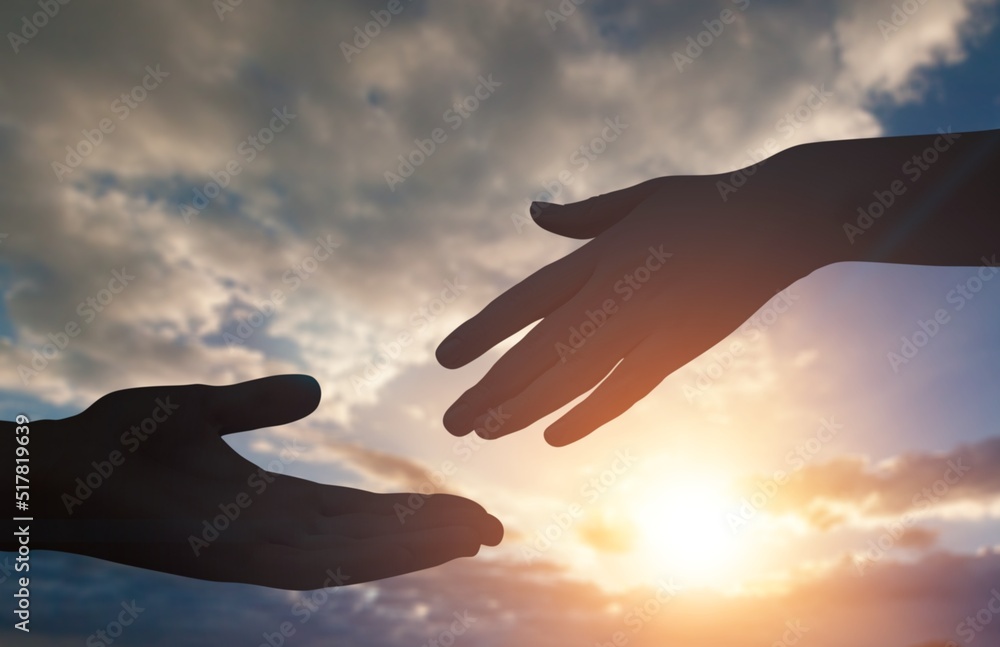 Shadow of Helping Hands concept and International Day of Peace thanks ...