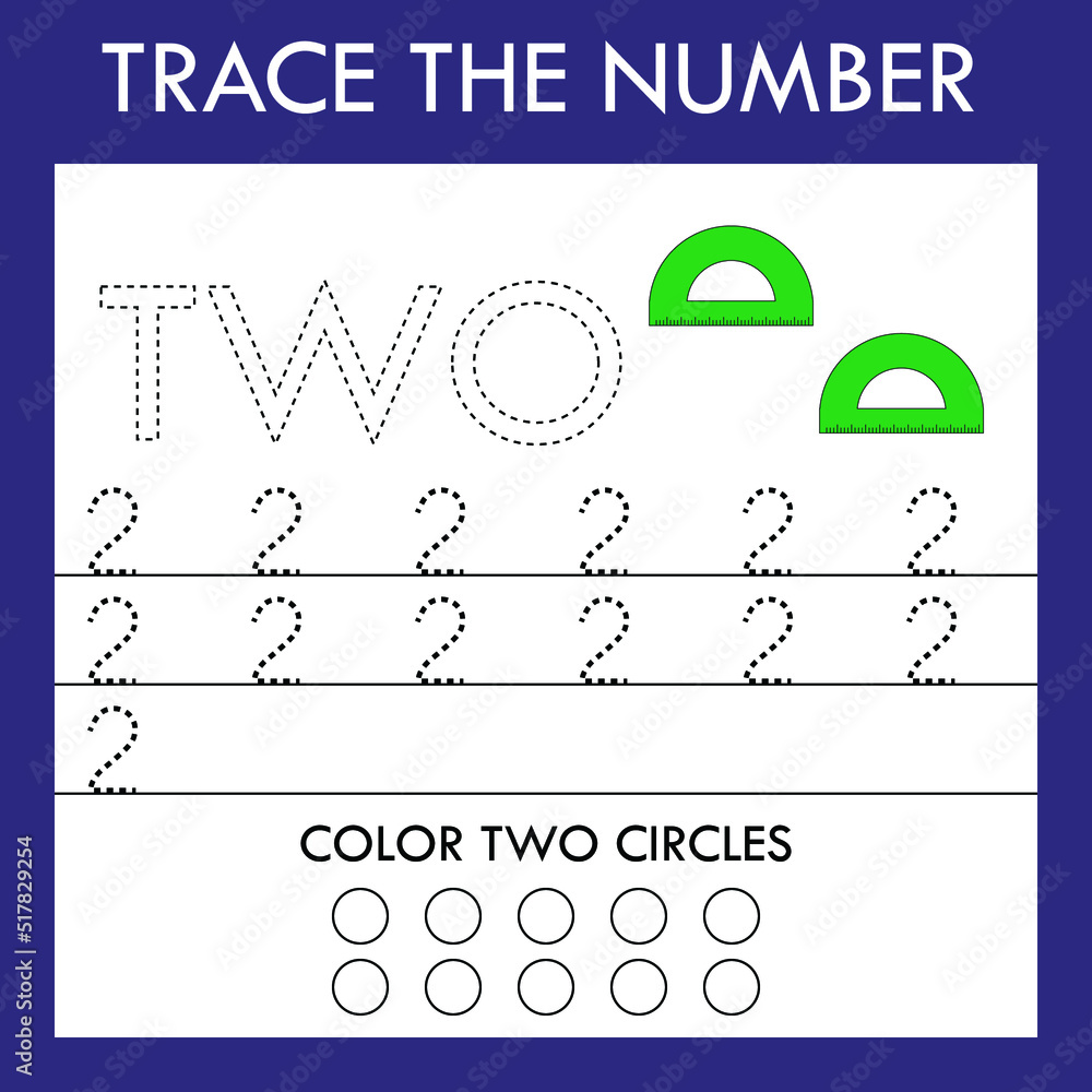 A game of tracing the outlines of the number two with green rullers ...