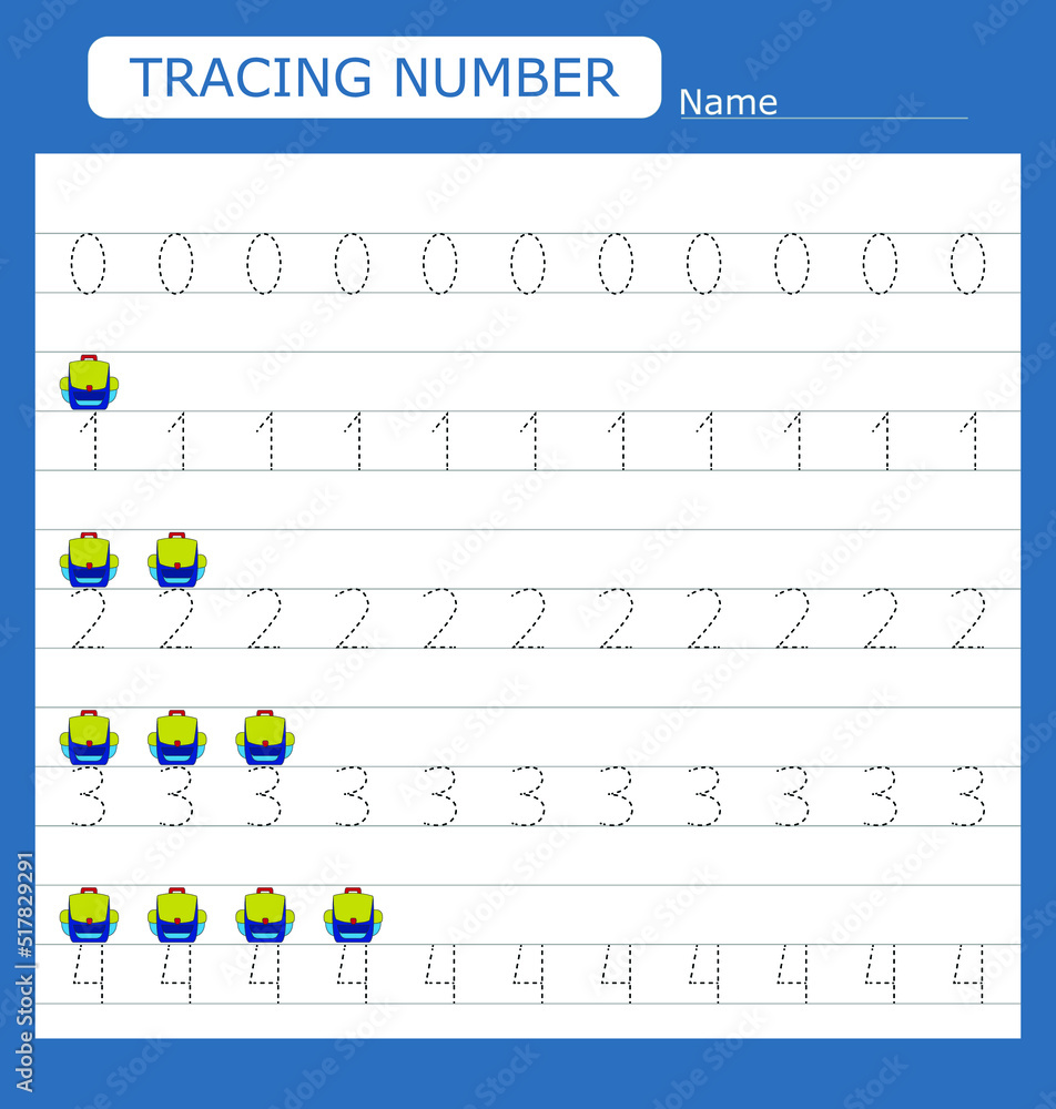 Numbers for kids. Worksheet for kindergarten and preschool. Training to ...