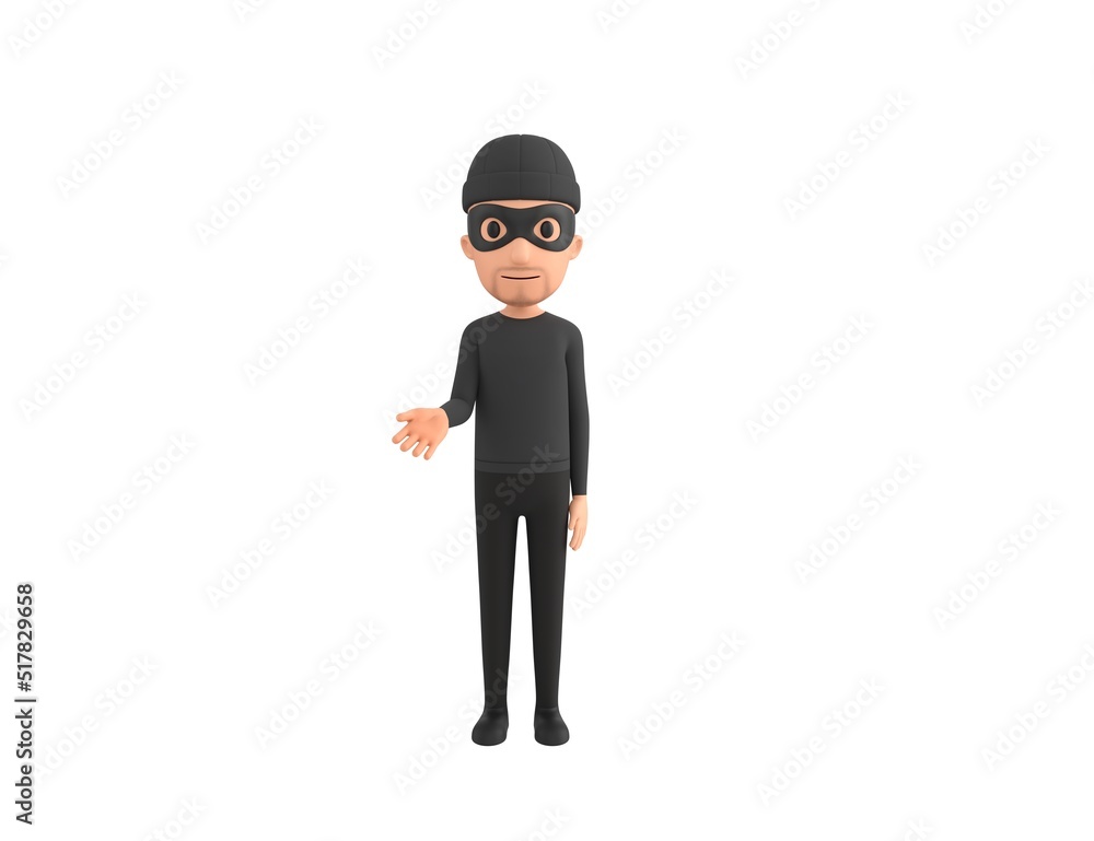 Robber character Giving a helping hand in 3d rendering. Stock ...