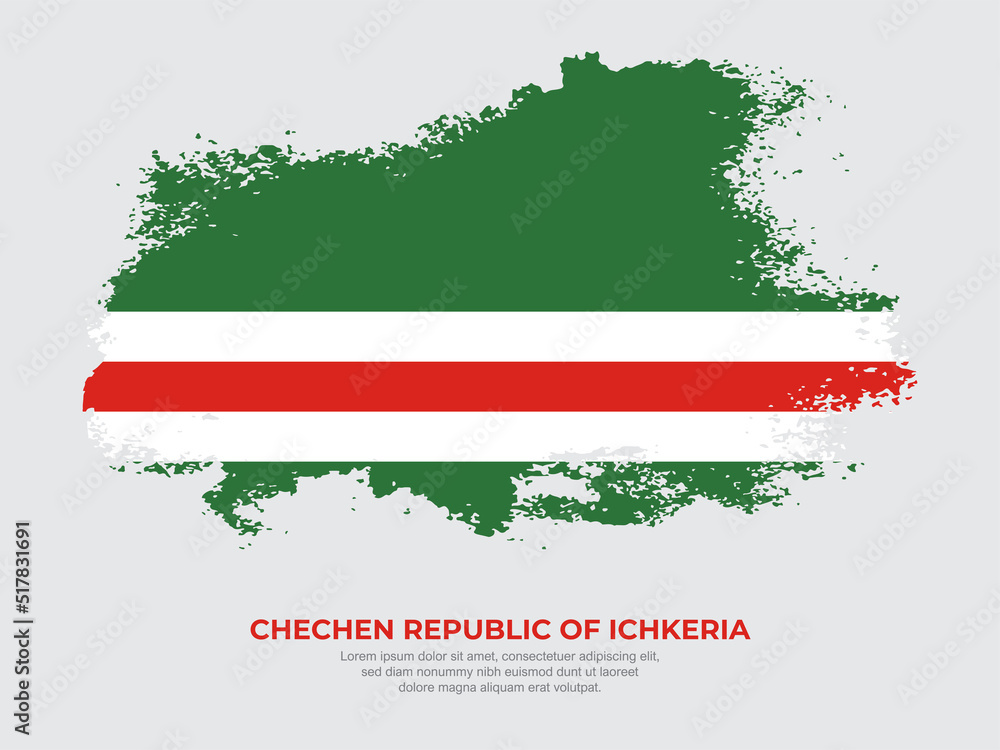 Vintage grunge style Chechen Republic of Ichkeria flag with brush ...