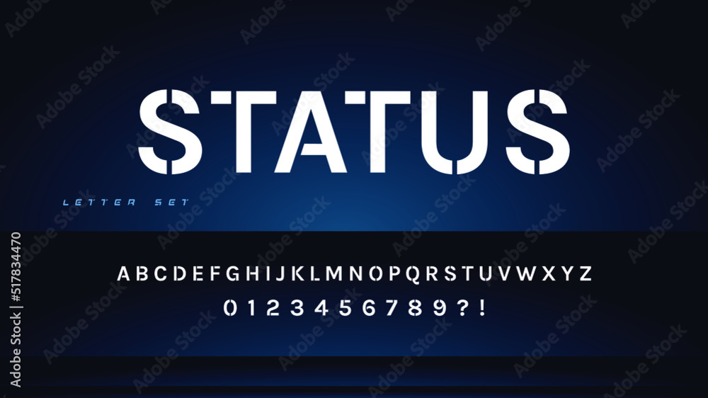 STATUS Sports minimal tech font letter set. Luxury vector typeface for ...