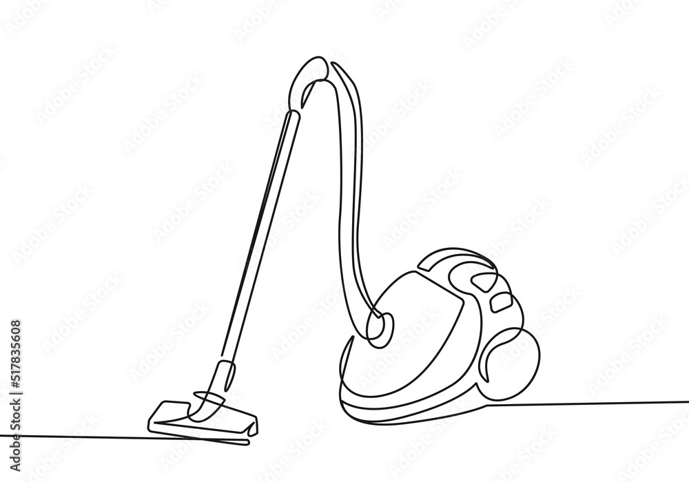 Vacuum Cleaner Continuous Black Line Drawing on White Background ...