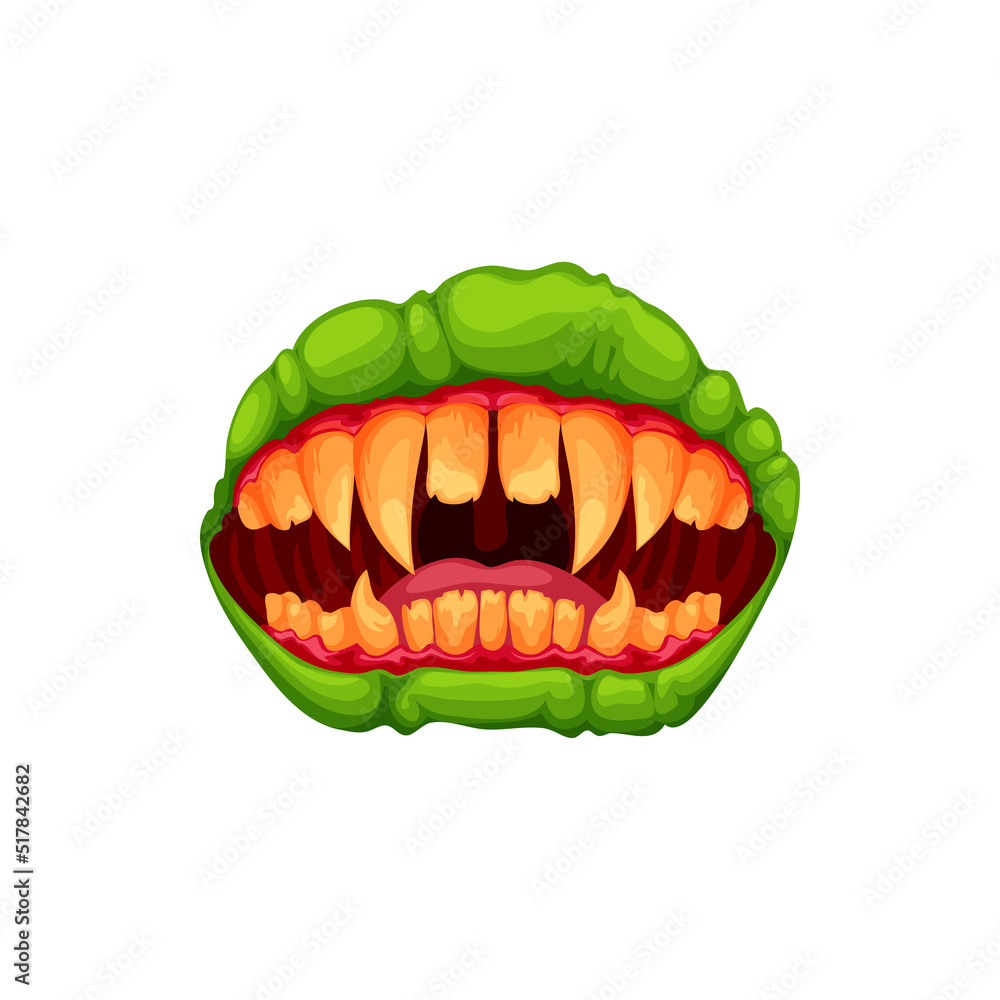 Monster mouth, creepy zombie or alien jaws with sharp teeth isolated ...