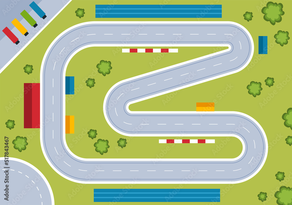 Formula Racing Sport Car Reach on Race Circuit the Finish Line Cartoon ...