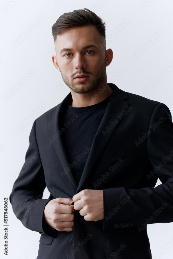 Modelling snapshots. Serious self-confident attractive handsome man in ...