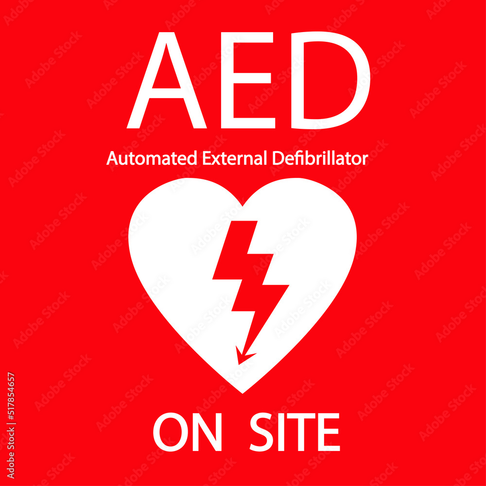 AED,automated external defibrillator / aed sign with heart and ...