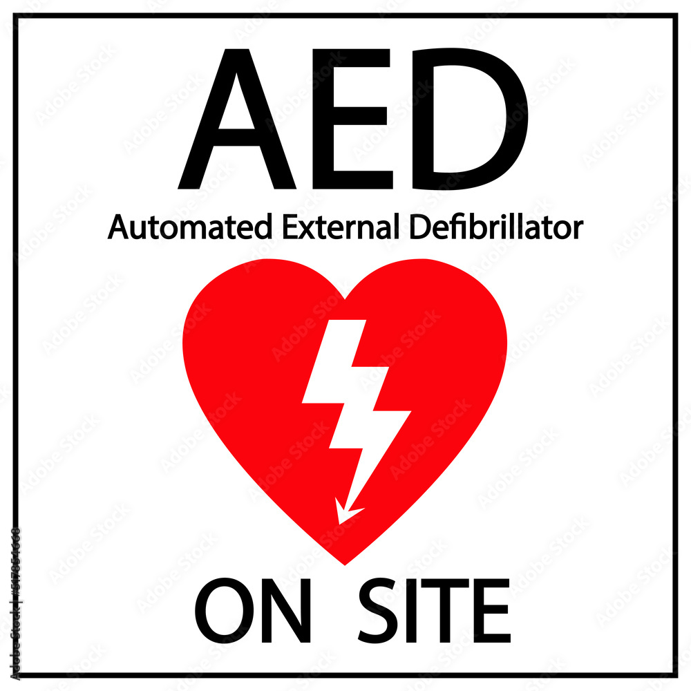 AED,automated external defibrillator / aed sign with heart and ...