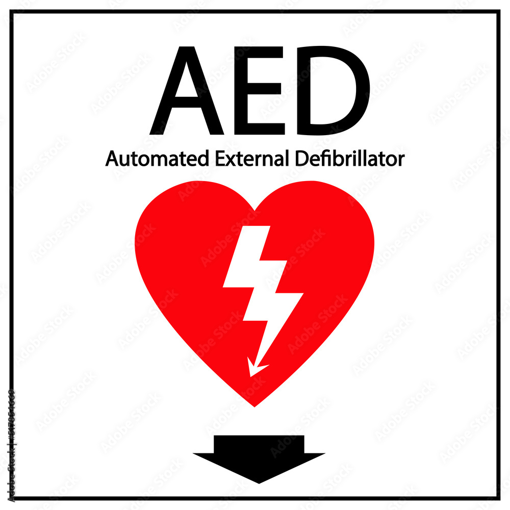 AED,automated external defibrillator / aed sign with heart and ...
