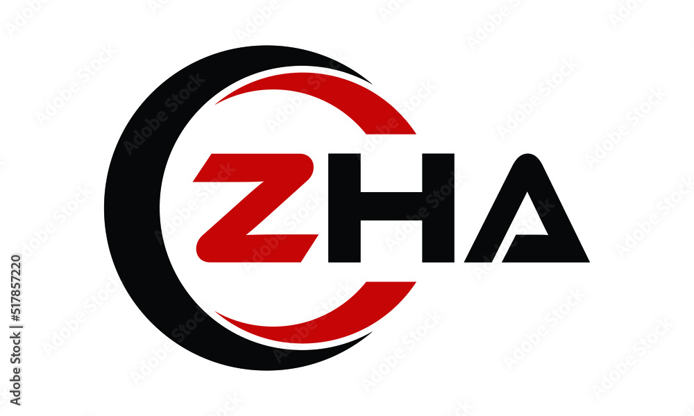 ZHA swoosh three letter logo design vector template | monogram logo ...