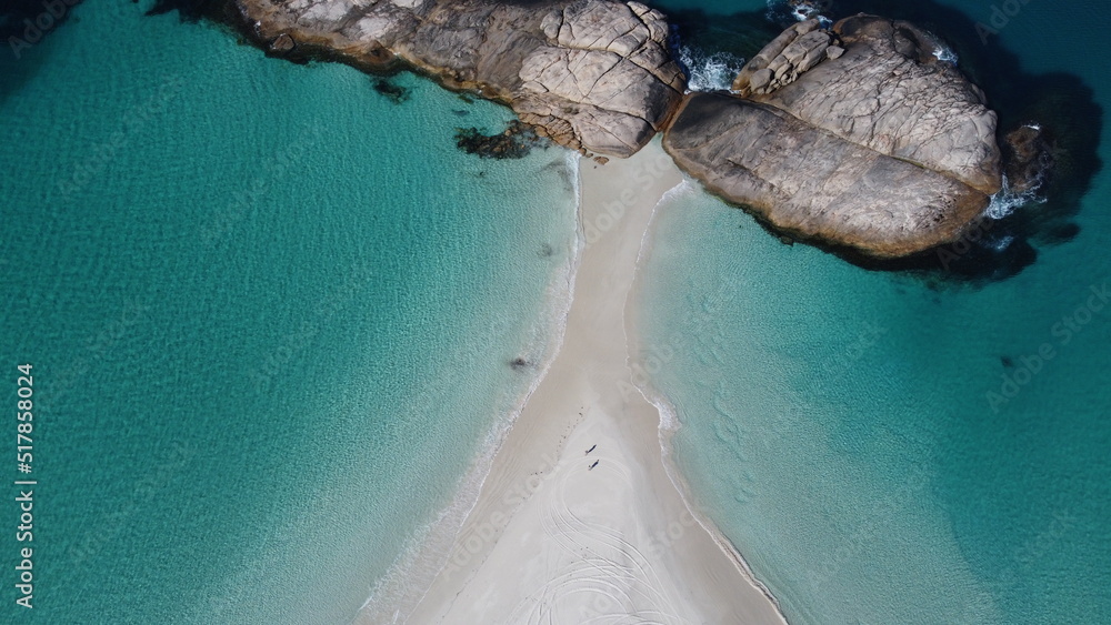 Aerial picture of Wylie bay rocks in Esperance. 2 beaches next to each ...