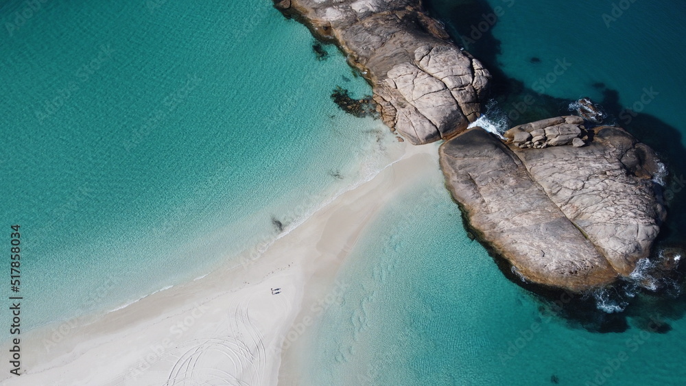Aerial picture of two beaches in south-west Australia. Island landscape ...